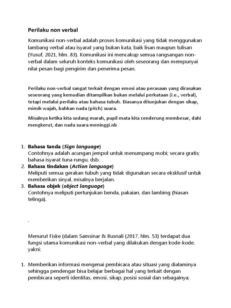 Perilaku Non Verbal | PDF
