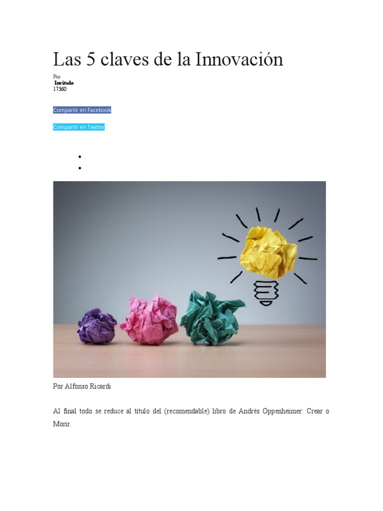 Las 5 Claves de La Innovación | PDF | Innovación | Iniciativa empresarial