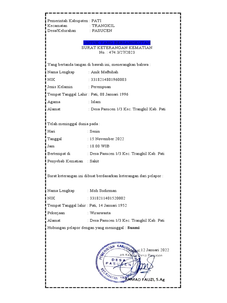 Surat Kematian | PDF