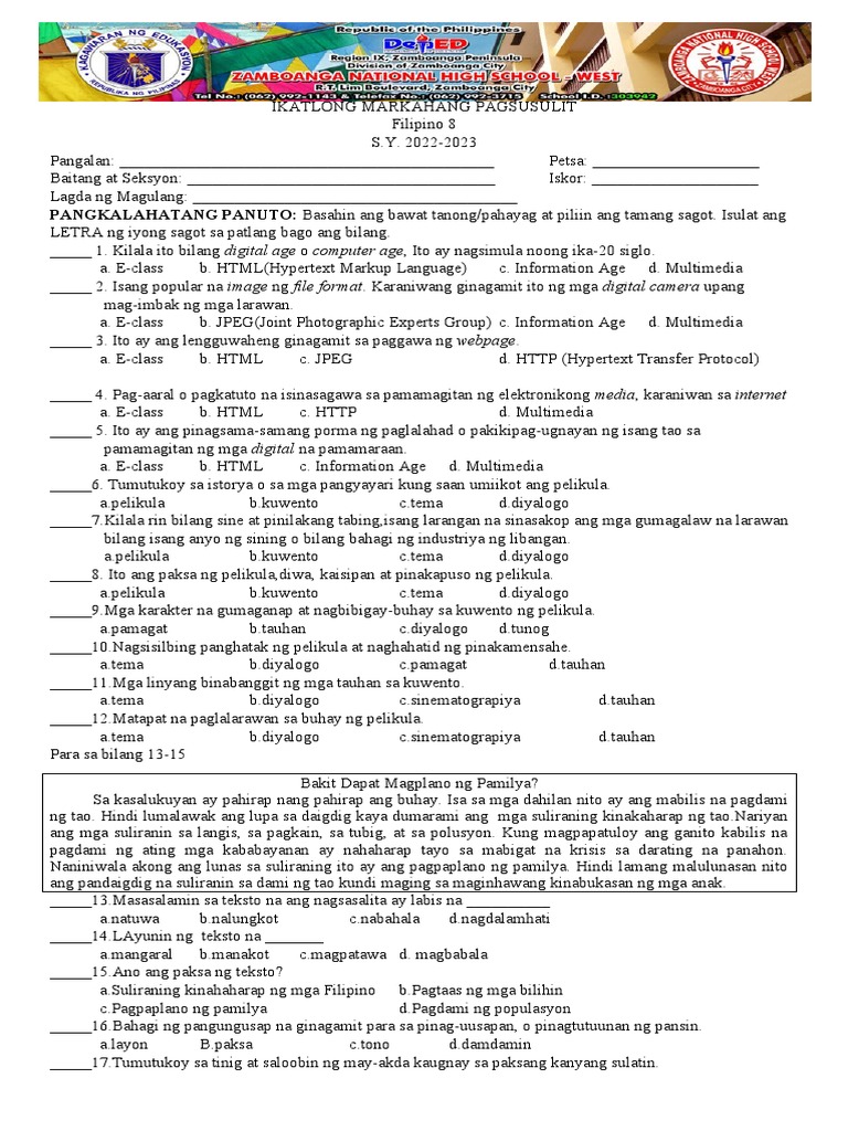 IKATLONG-MARKAHANG-PAGSUSULIT | PDF