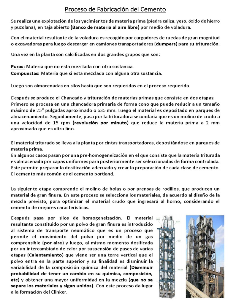 Proceso de Fabricación Del Cemento | PDF