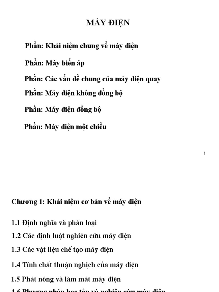 MĐ1 - CHUONG 1 Khai Niem Chung May Dien-1 | PDF