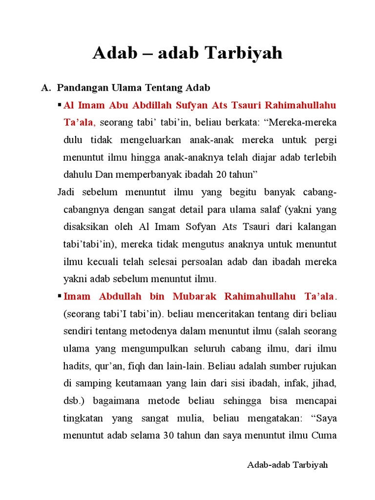 Adab-Adab Tarbiyah | PDF