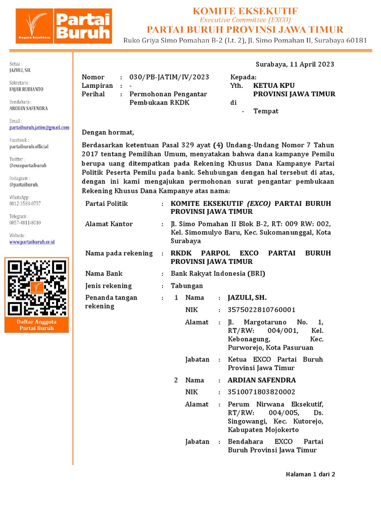 (RKDK-PB) Permohonan Pengantar Pembukaan RKDK | PDF