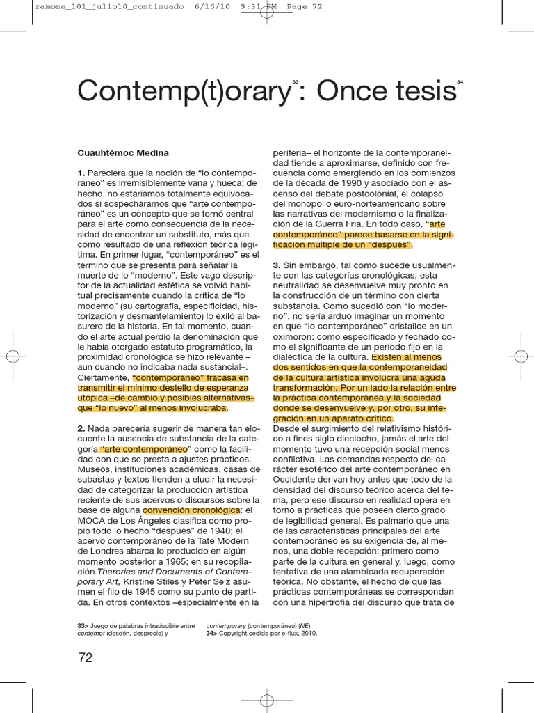 Cuauhtémoc Medina_Contemp(t)porary_Once tesis | PDF