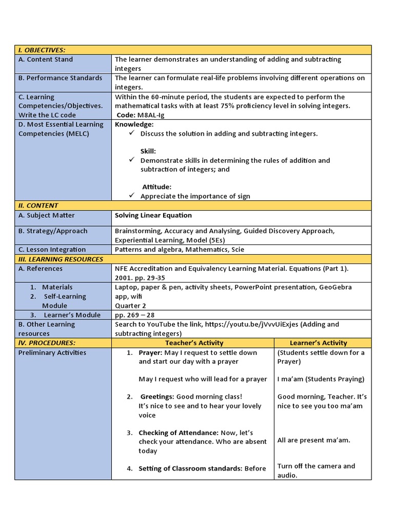 5e's - LESSON PLAN - Bada | PDF