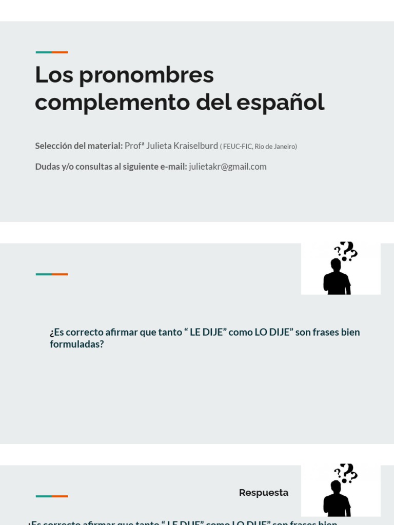2 Los Pronombres Complemento ACTUALIZADO 2 | PDF | Objeto (gramática) | Tipología Lingüística