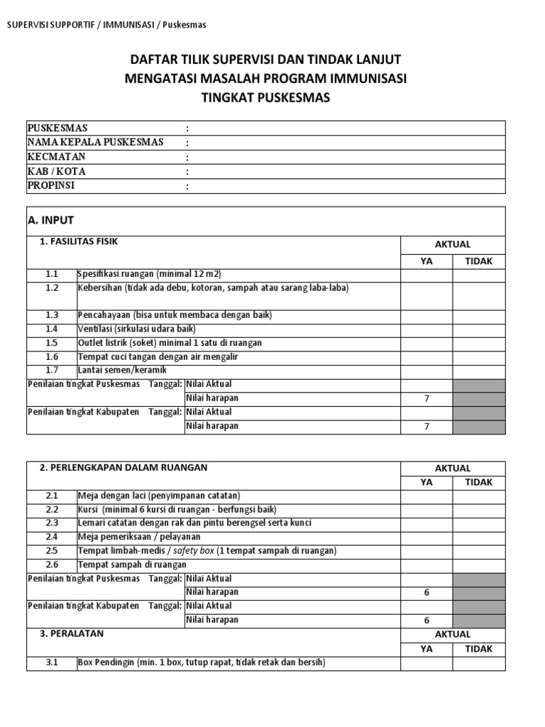 Daftar Tilik Supervisi | PDF