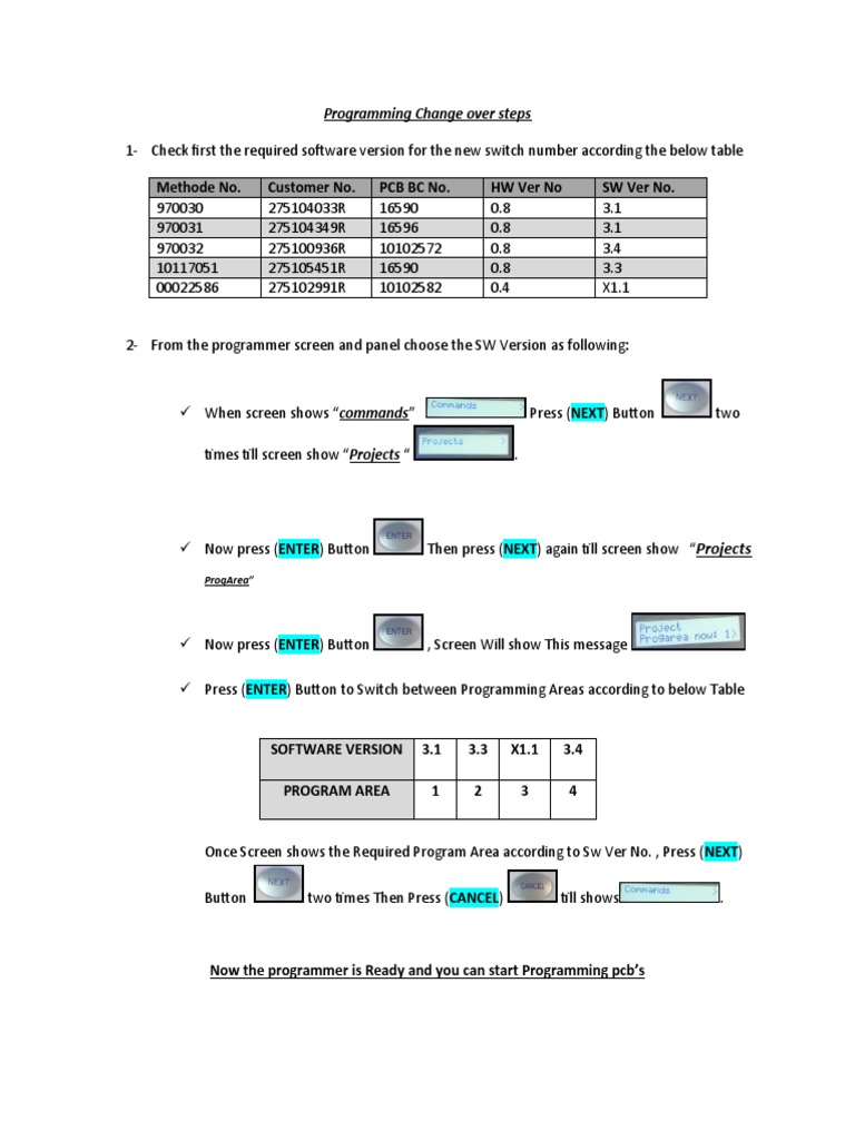 Programming Change Over Steps | PDF