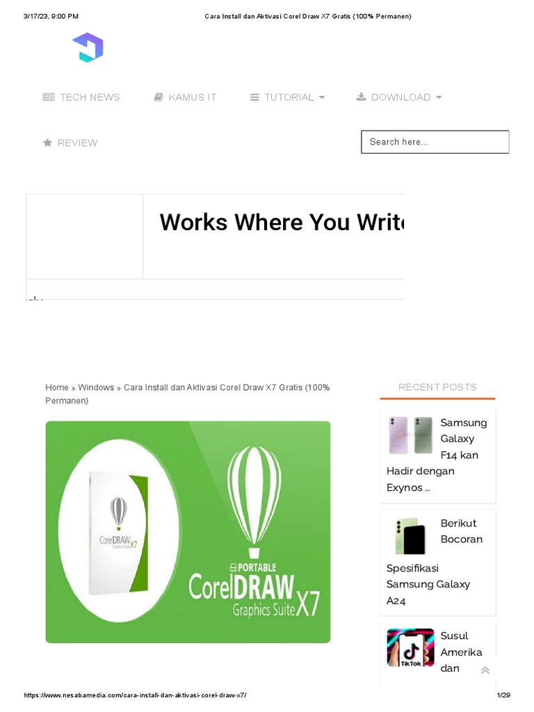 Cara Install dan Aktivasi Corel Draw X7 Gratis (100% Permanen) | PDF