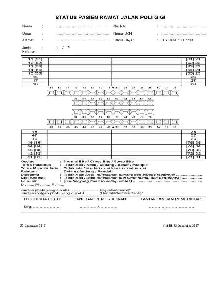 RM 38. Status Pasien Rawat Jalan Poli Gigi | PDF