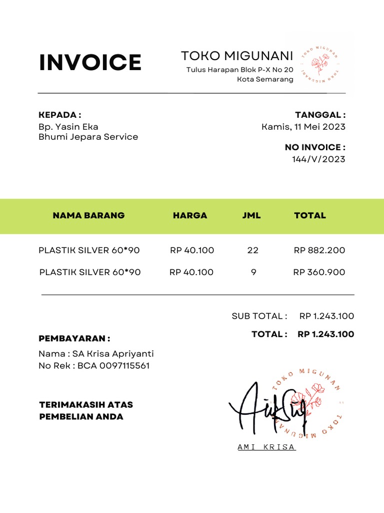 Hitam Putih Minimalist Profesional Bisnis Faktur Invoice | PDF