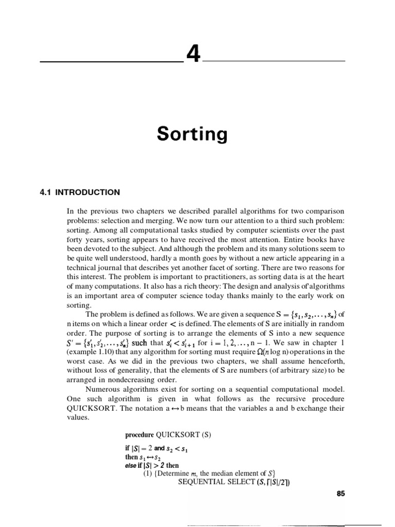 SORTING The Design and Analysis of Parallel Algorithms (Selim G Akl) | PDF