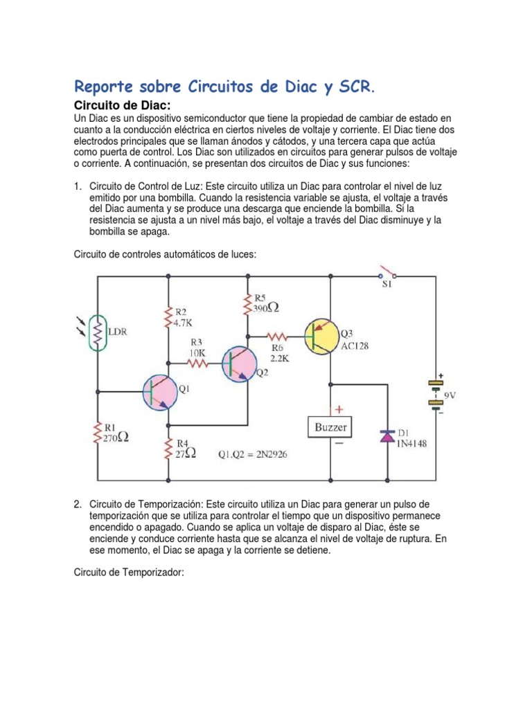 Reporte Sobre Circuitos de Diac y SCR | PDF | Electromagnetismo | Equipo