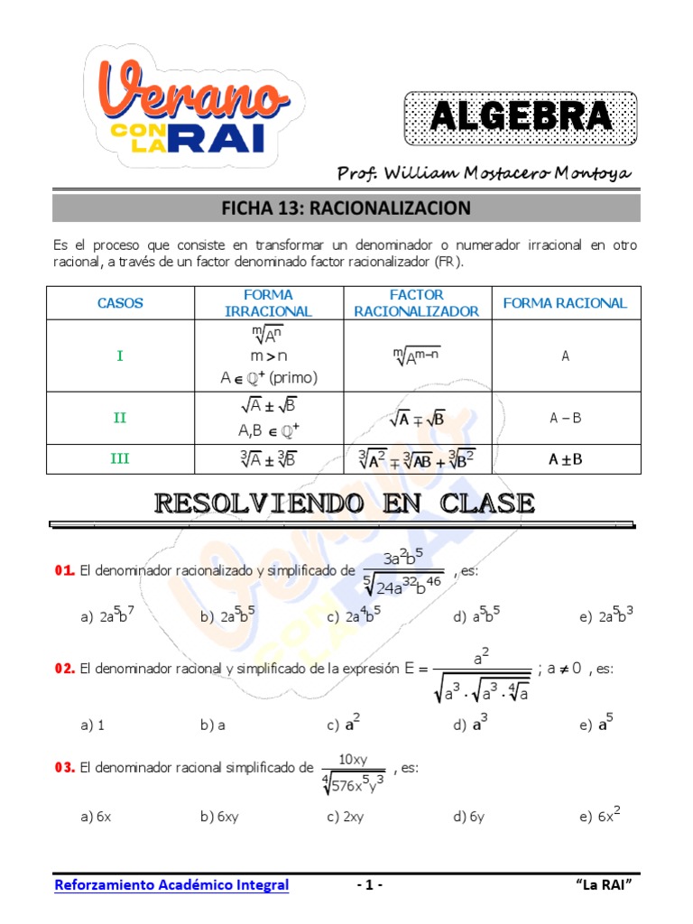 Ficha 13 Racionalizacion | PDF