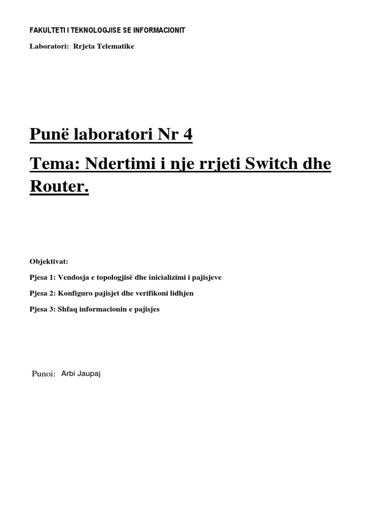 Lab 4 Rrjeta Telematike | PDF
