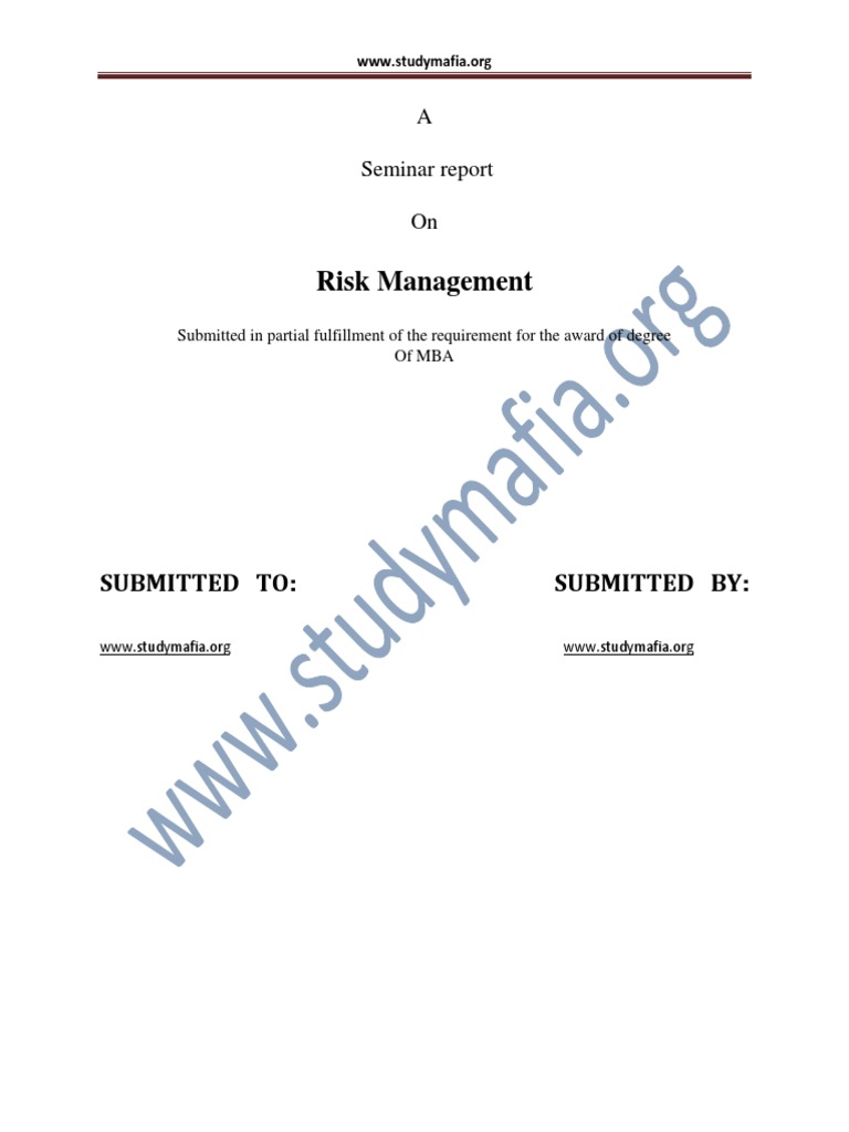 Mba Risk Management Report | PDF | Risk Management | Risk