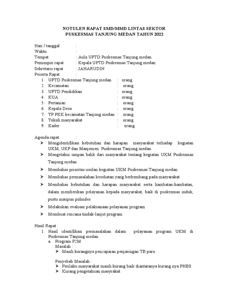 Notulen Rapat SMD MMD | PDF | Kesehatan Holistik