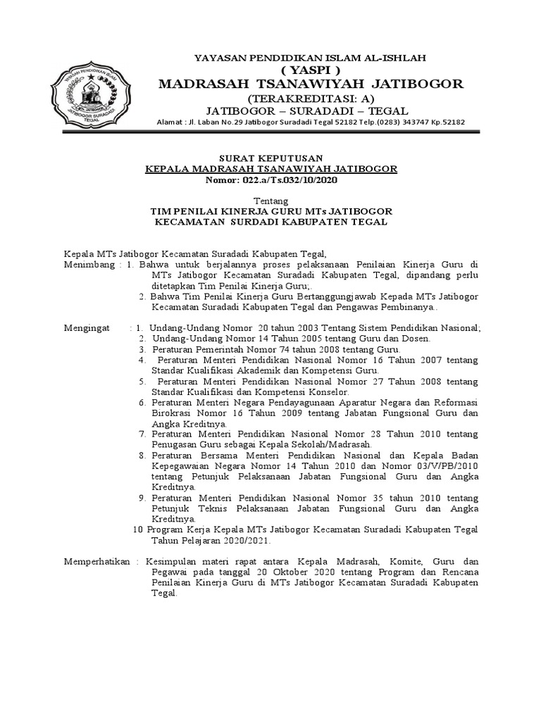 SK Tim PKG Dan PKB 19 20 | PDF