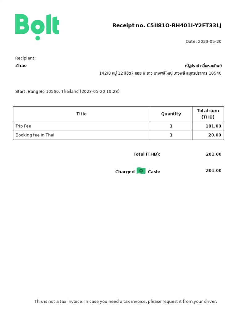 Ride Invoice From Bolt--2 | PDF