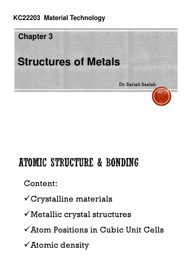 Chapter 3 Structures of Metals 2023 - March 23 | PDF | Crystal ... Chapter 3 Structures of Metals 2023 - March 23 | PDF | Crystal ...