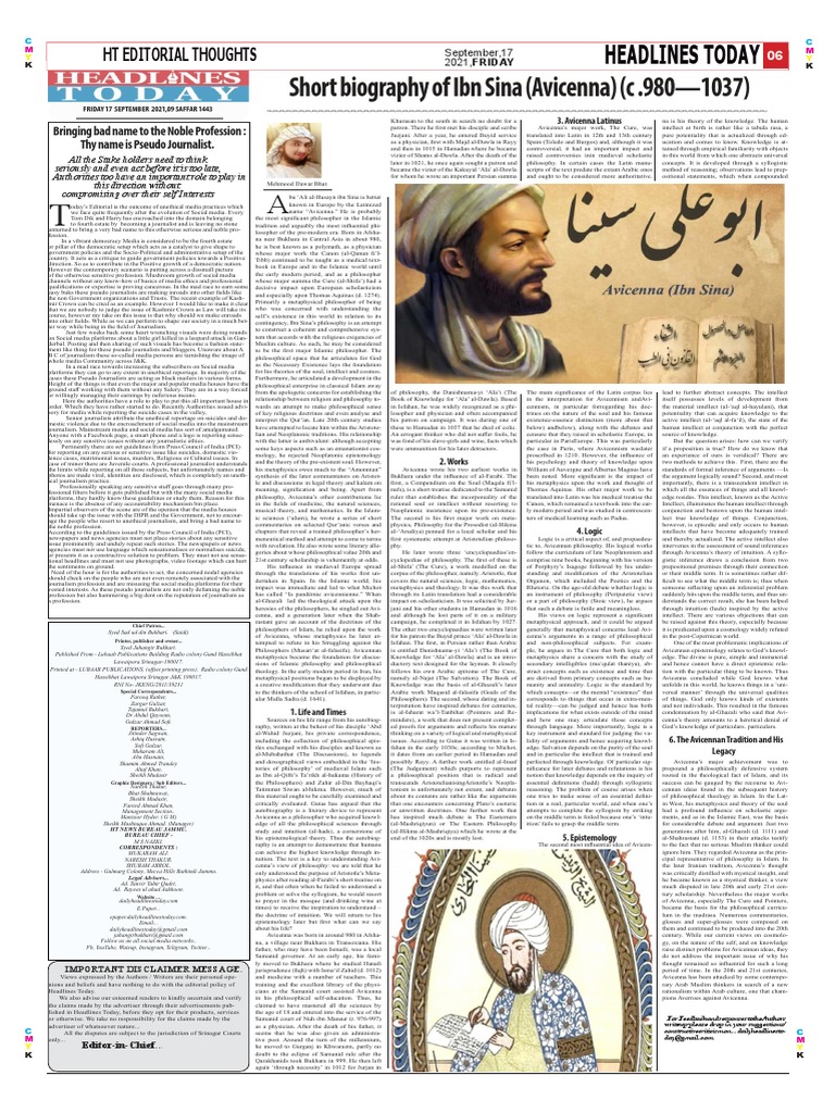article short biography of ibn sina | PDF