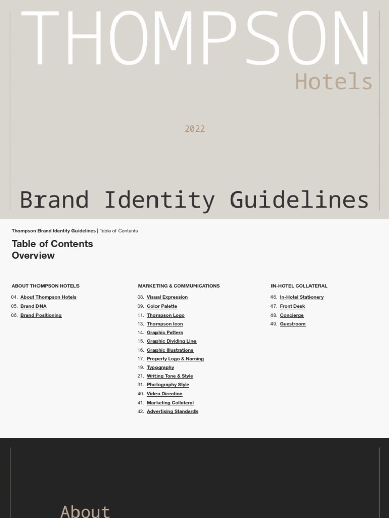 Thompson Hotels Brand Identity Guide | PDF | Logos | Brand