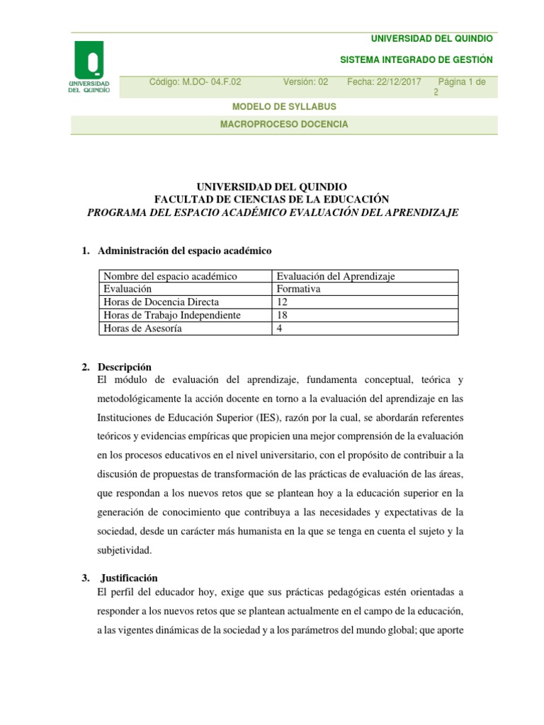 SÍLABO Modulo Evaluacion 2023 | PDF