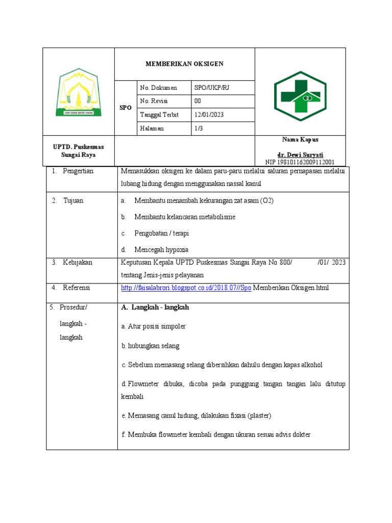 Spo Pemasangan Oksigen | PDF