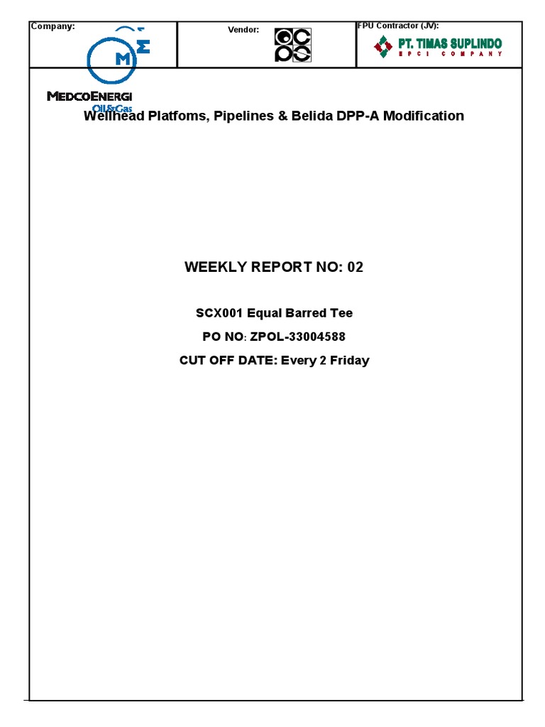 Vendor Progress Report Template (Weekly and Montly)_REV.1 - CO 0485 | PDF