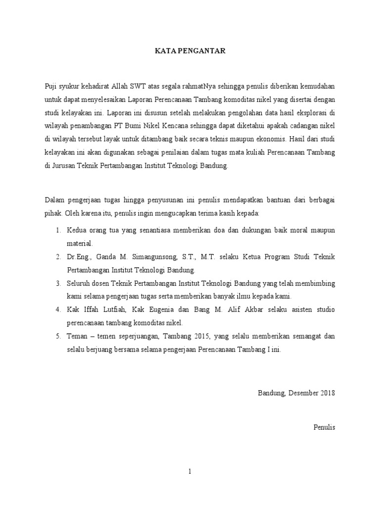 Laporan Studi Kelayakan Tambang Nikel | PDF