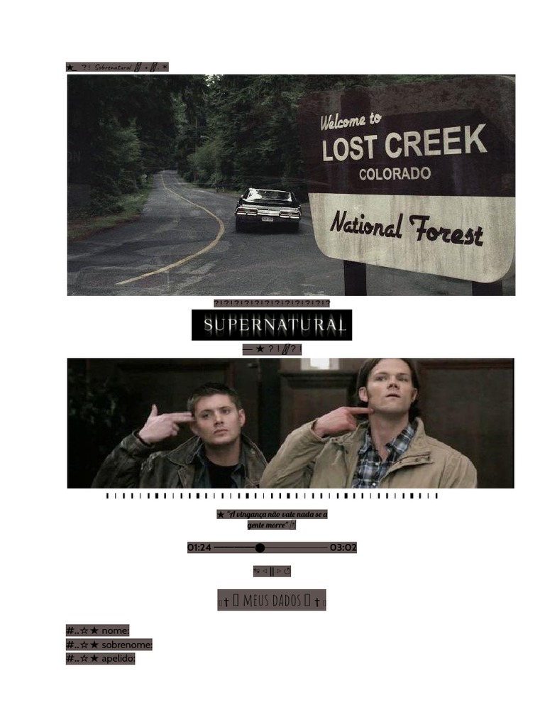 !? Script de Sobrenatural - 1 | PDF | Roupas | Dinheiro