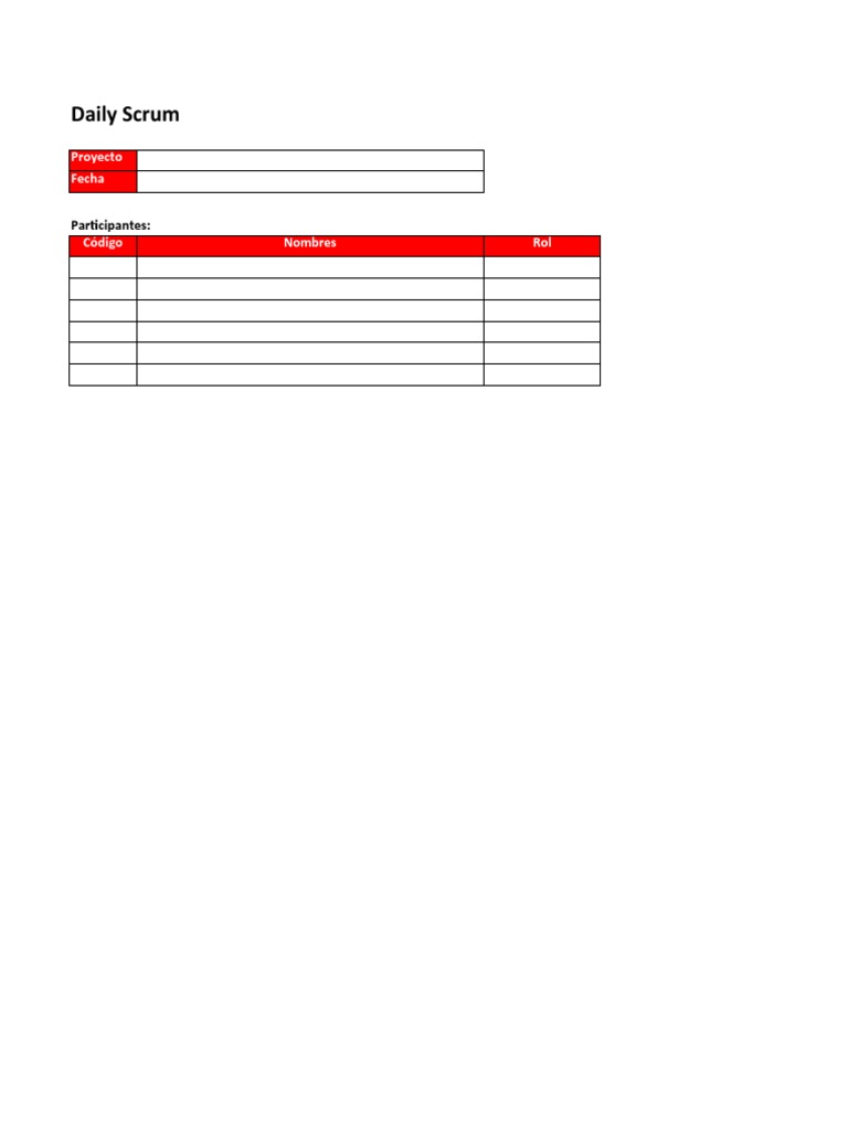 Plantilla de Daily Scrum | PDF