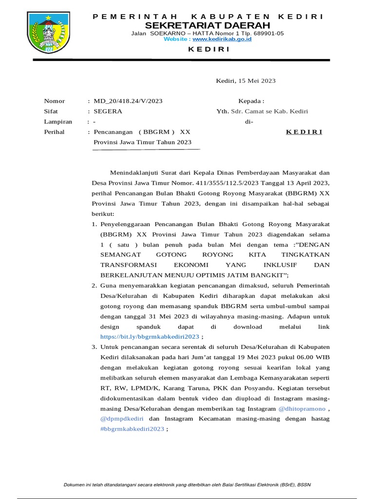 BBGRM Kab Kediri 2023 | PDF