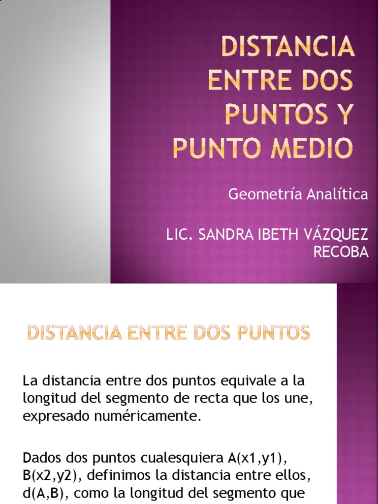 Distancia Entre Dos Puntos y Punto Medio | PDF | Distancia | Matemática ...
