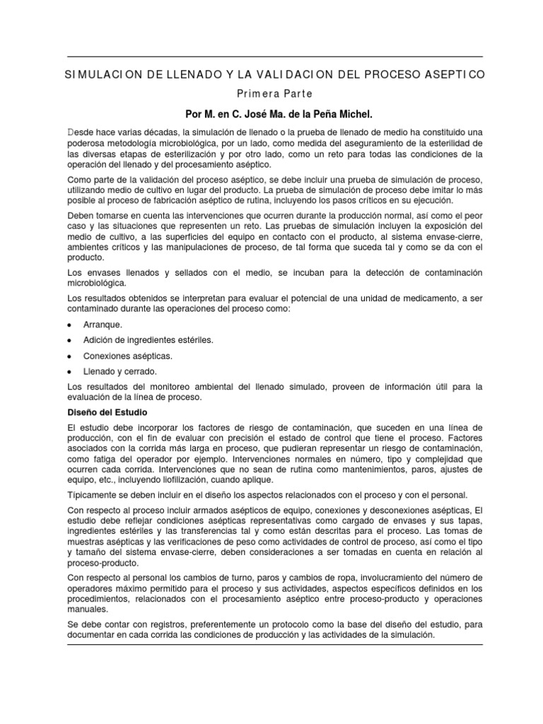 Informe sobre Llenado Aséptico Simulado | PDF | Simulación