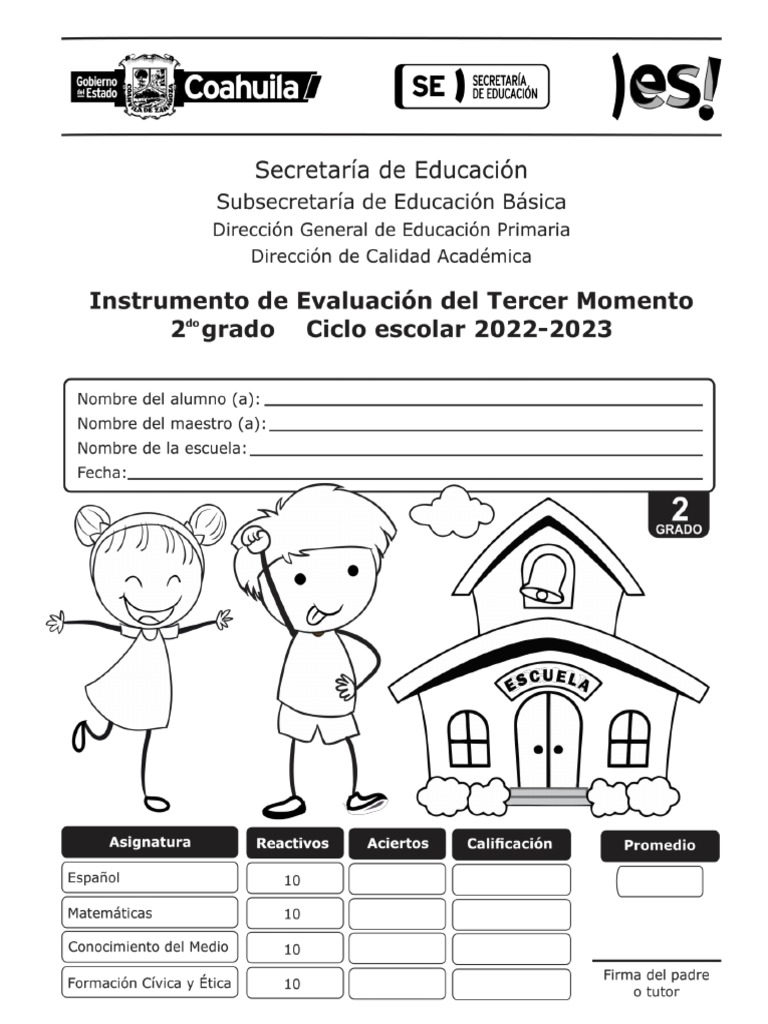 2 - Inst. Eval. 3er. Momento Ciclo Escolar 22-23 | PDF