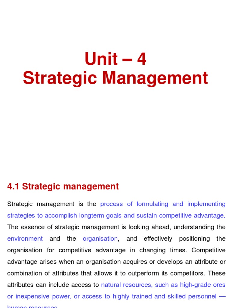 Unit 4 MPE | PDF | Strategic Management | Competitive Advantage