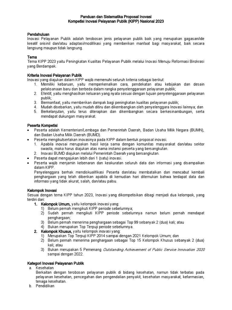 Panduan Dan Sistematika Proposal Inovasi | PDF | Ilmu Sosial
