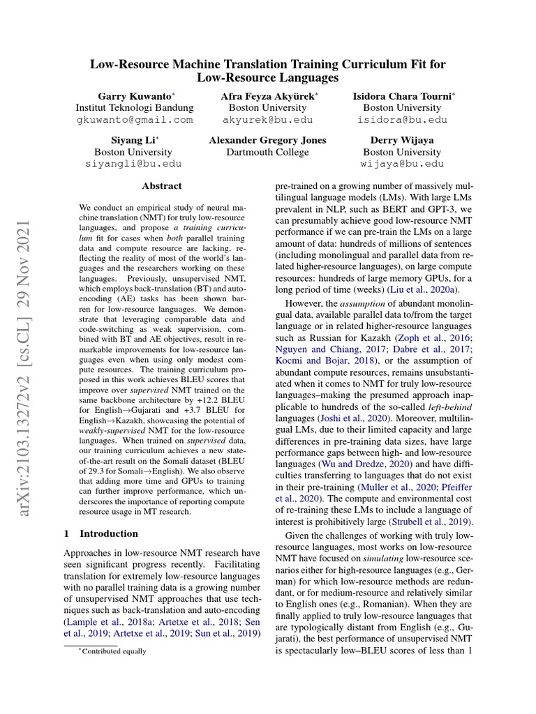 Low-Resource Machine Translation For Low-Resource Languages: Leveraging ... Low-Resource Machine Translation For Low-Resource Languages: Leveraging ...