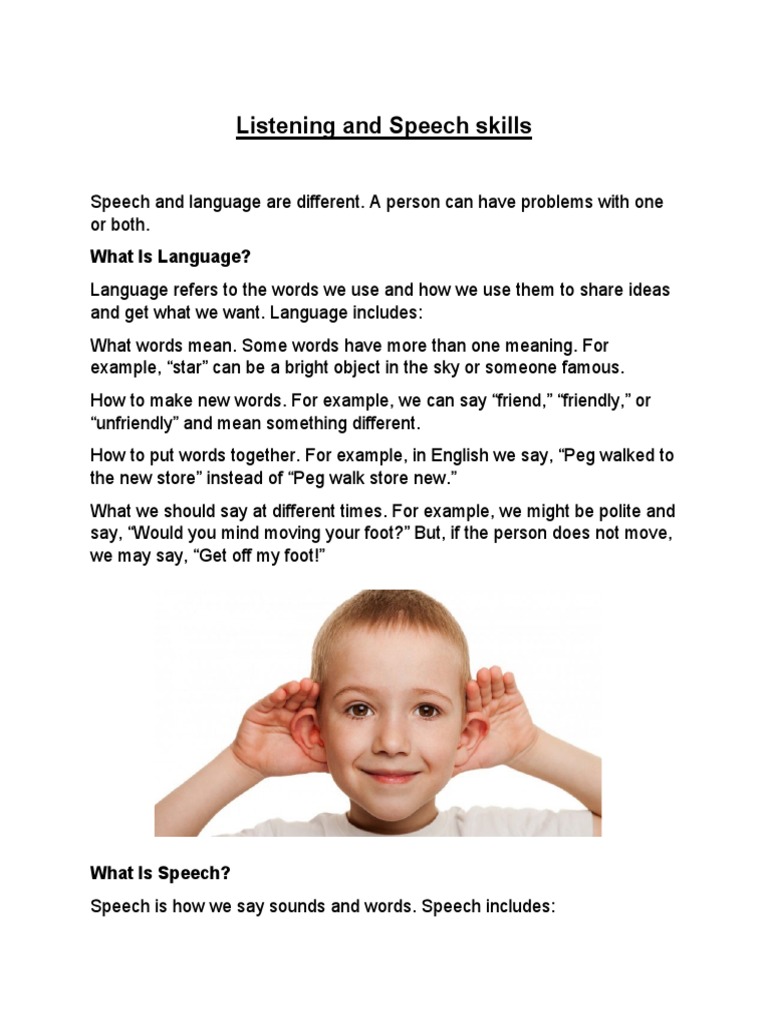 Listening and Speech Skills | PDF