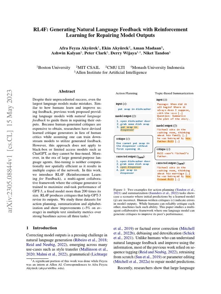 RL4F: Generating Natural Language Feedback With Reinforcement Learning For Repairing Model ...