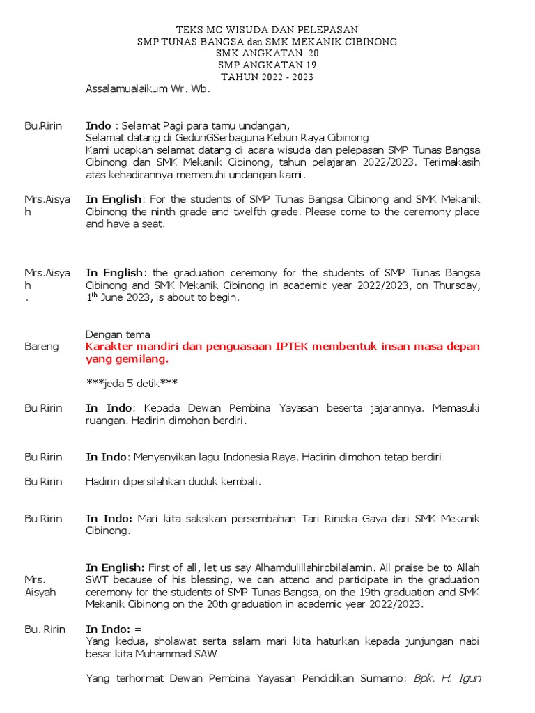 Script Mc Wisuda Deces (1) | PDF