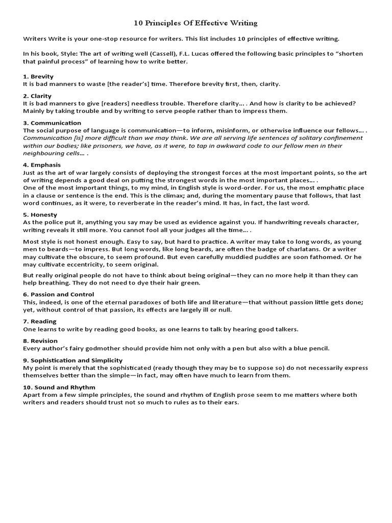 10 Principles of Effective Writing | PDF