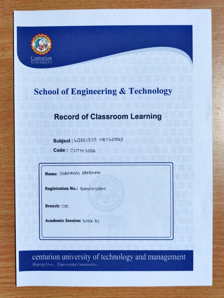 Wireless Networks Learning Record (CUTM1026) | PDF