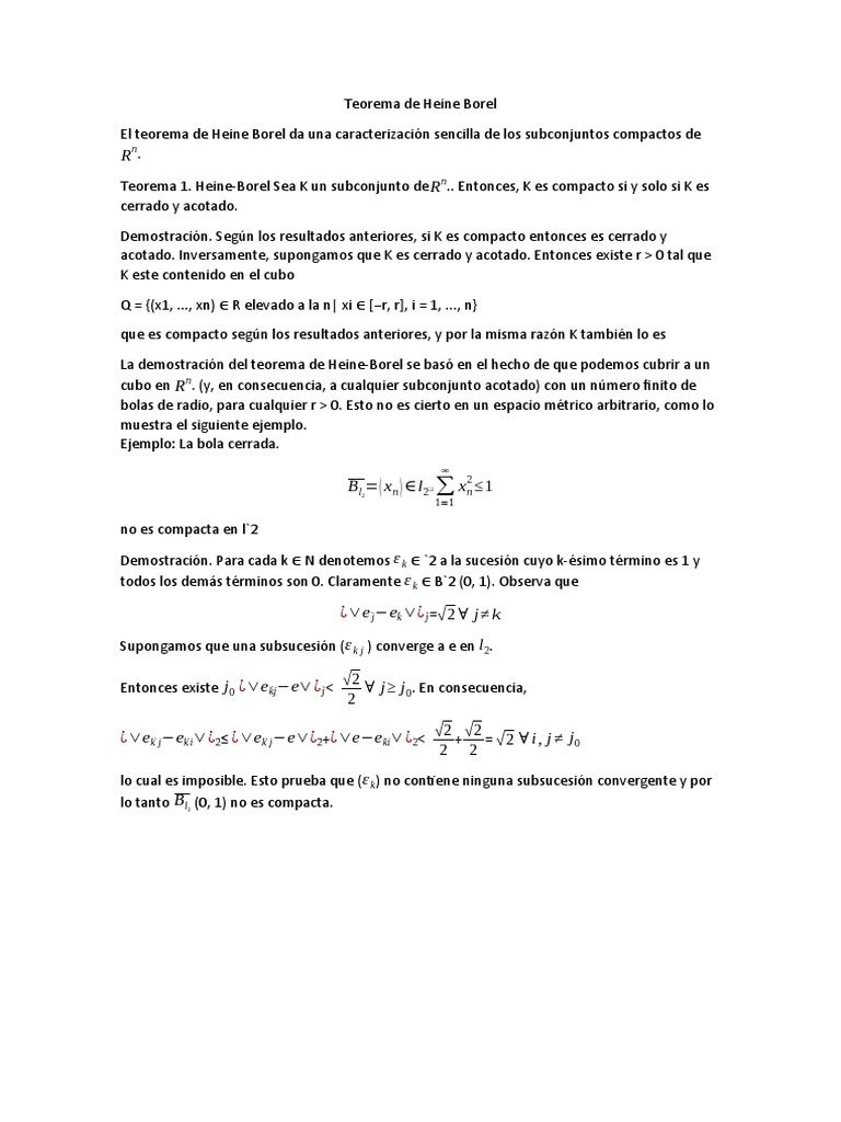 Teorema de Heine Borel | PDF