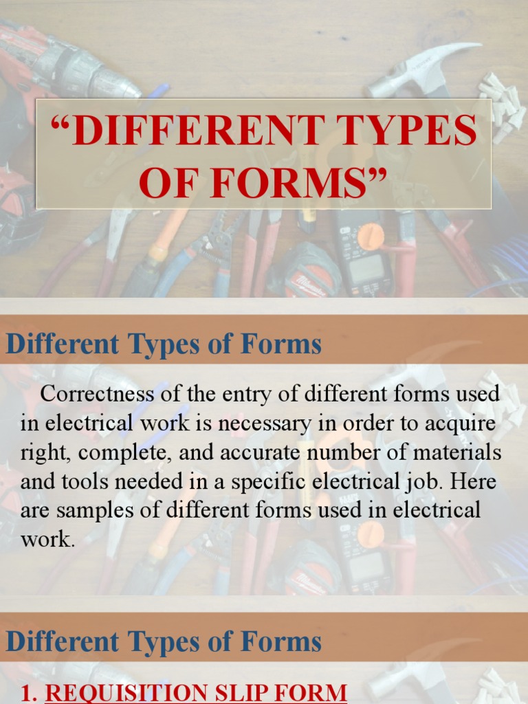 Part 3 Lesson 2 - Different Types of Form Used in Electrical Works | PDF
