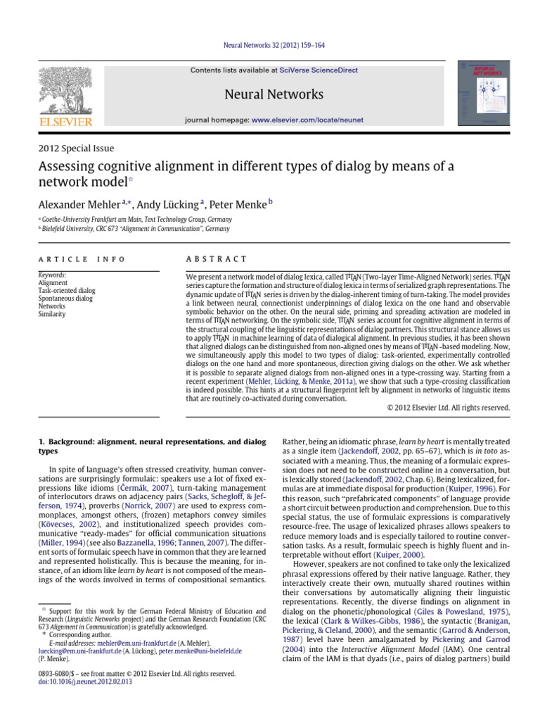 Mehler 2012 Neural-Networks | PDF