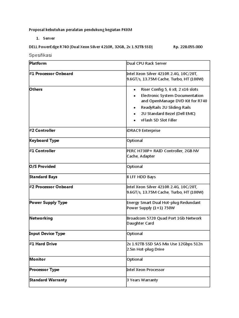 Proposal Kebutuhan Peralatan Pendukung Kegiatan PKKM | PDF