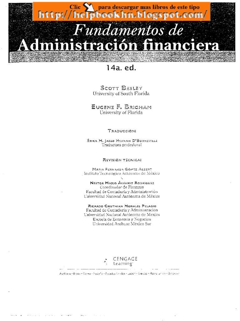 Fundamentos de Administracion Financiera 14 Edicion Scott Besley PDF | PDF